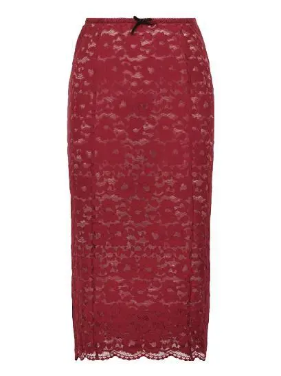 SAEMDI Lace Pencil Skirt - Burgundy