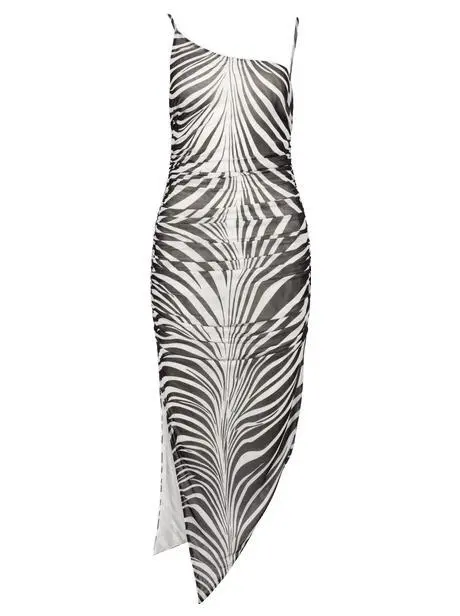 SAEMDI Mesh Print Dress - Zebra