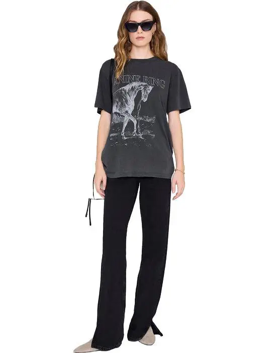 ANINE BING Lili Horse Tee - Washed Black