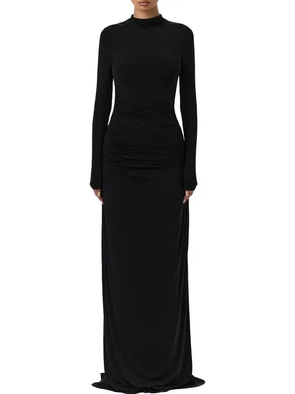 Naked Wardrobe Funnel Neck Long Sleeve Dress - Black