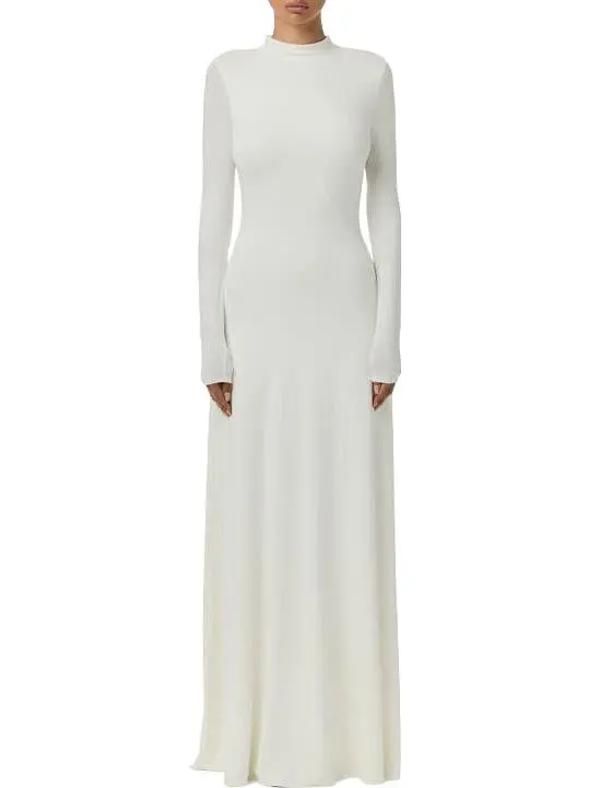Naked Wardrobe Funnel Neck Long Sleeve Dress - White