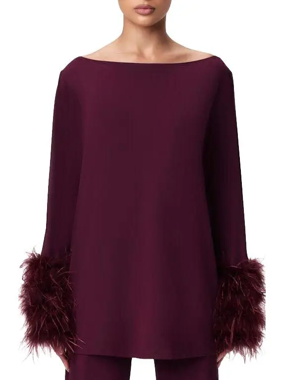 Naked Wardrobe Butter Boat Neck Tunic - Dark Plum