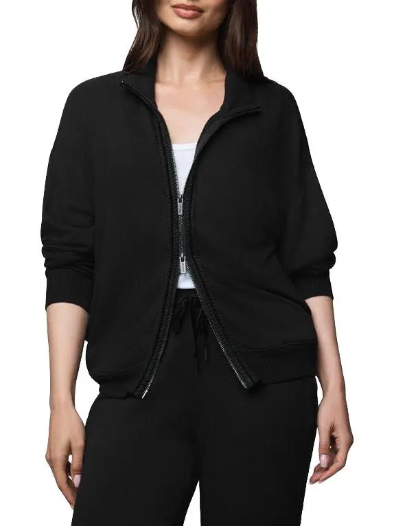 Splendid Zip-up Sweatshirt With Trim Detail - Black