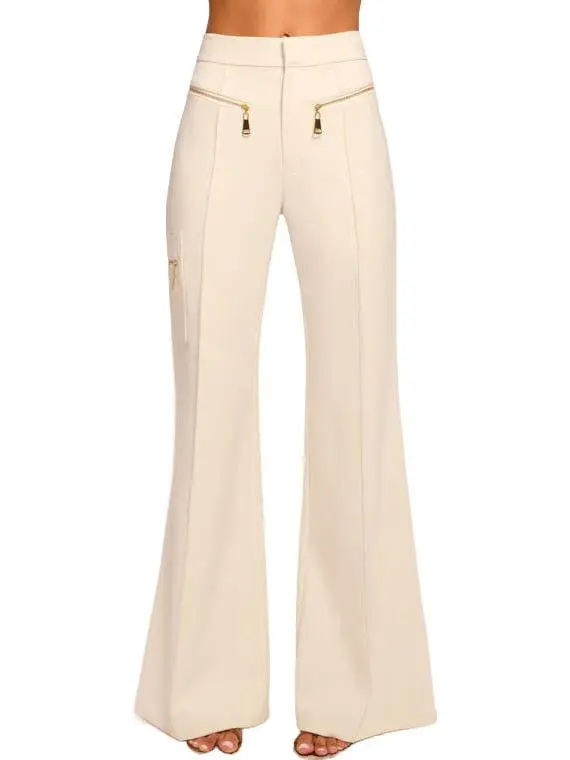 Ramy Brook Emory Zip Pocket Flare Leg Pants - Winter White