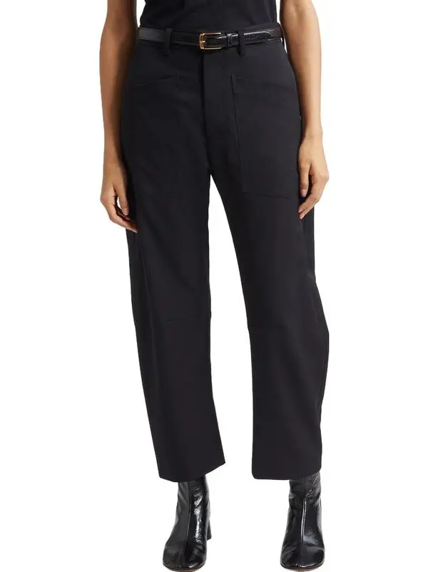 NILI LOTAN Shon Wool Barrel Leg Pants - Black