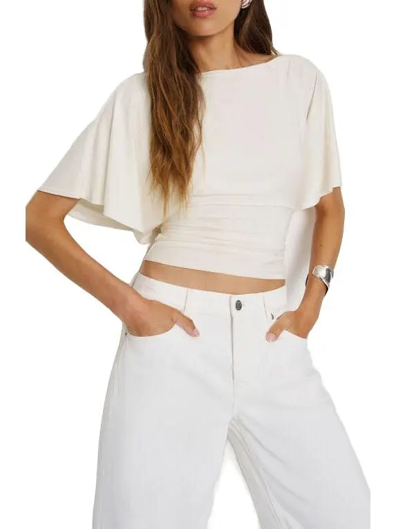 REFORMATION Knit Top With Back Tie Sash - Fior Di Latte