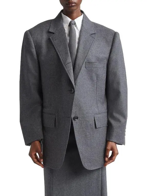Thom Browne Oversize Wool Flannel Blazer - Dark Grey