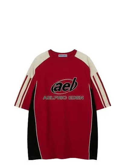 AELFRIC EDEN Color Block Speedway Tee - Red