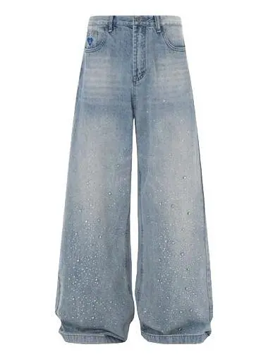 AELFRIC EDEN Rhinestone Baggy Jeans - Blue