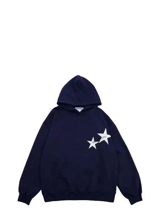 AELFRIC EDEN Star Embroidered Hoodie - Dark Blue