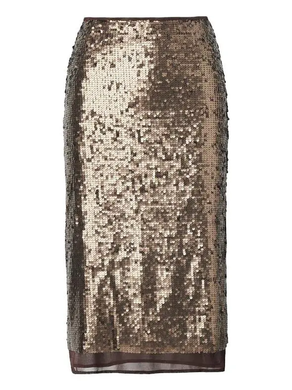 Rag & Bone Lucy Sequin Pencil Skirt - Coffee