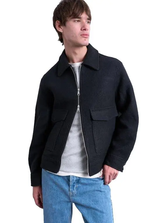Topman Melton Zip Jacket - Charcoal