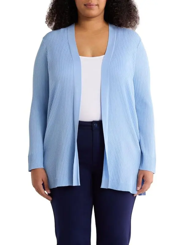 Jones New York Sutton Open Front Rib Cardigan - Chintz Blue