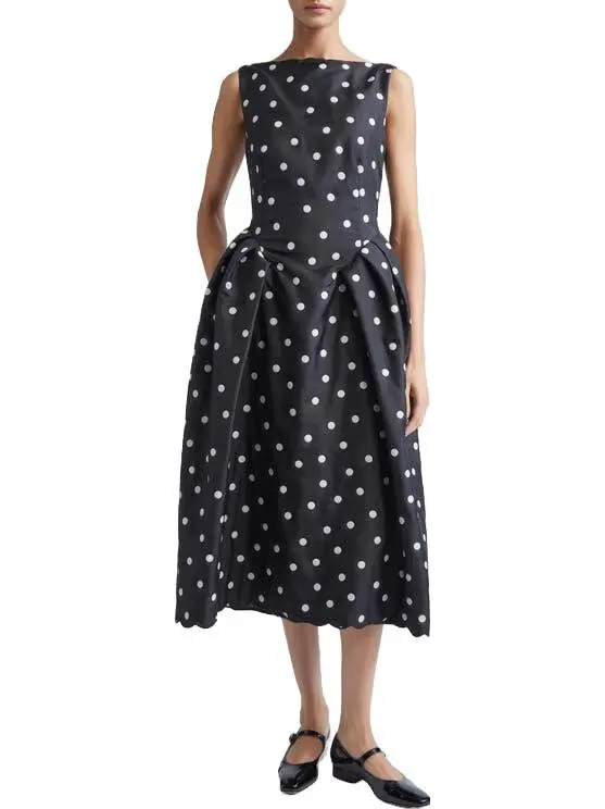 Stine Goya Polka Dot Sleeveless Midi Dress - Quilted Dots
