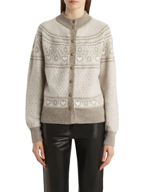 Khaite Marc Fair Isle Cashmere Cardigan - Ecru Multi