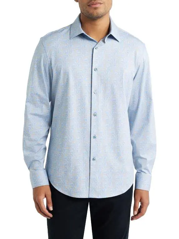 Bugatchi Jimmy Ooohcotton® Abstract Print Button-up Shirt - Air Blue