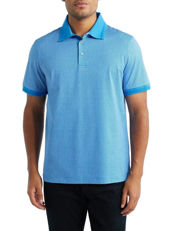 Bugatchi Vance Ooohcotton® Microprint Polo - Classic Blue