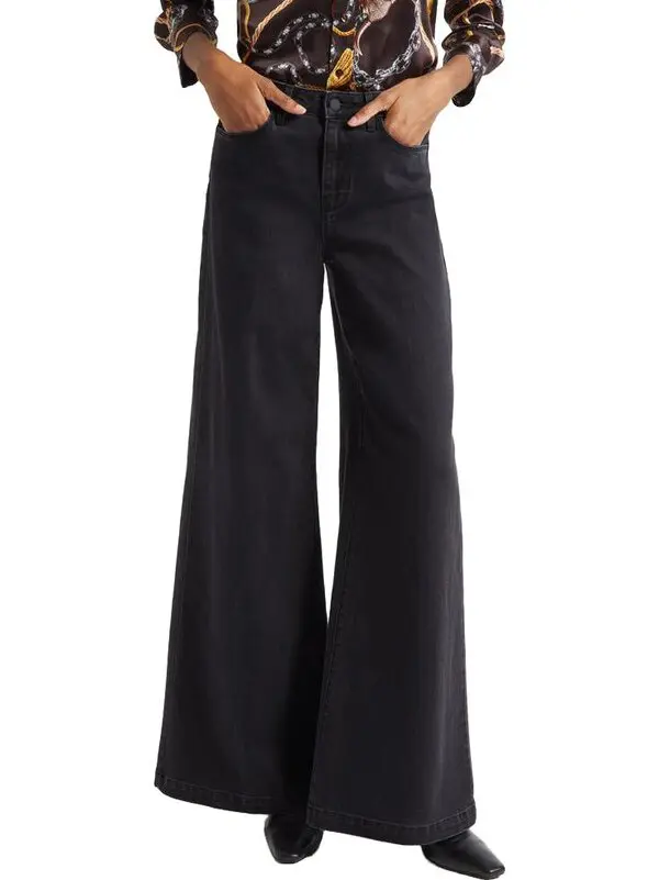 L'Agence Quincy High-waist Wide Leg Jeans - Washed Black