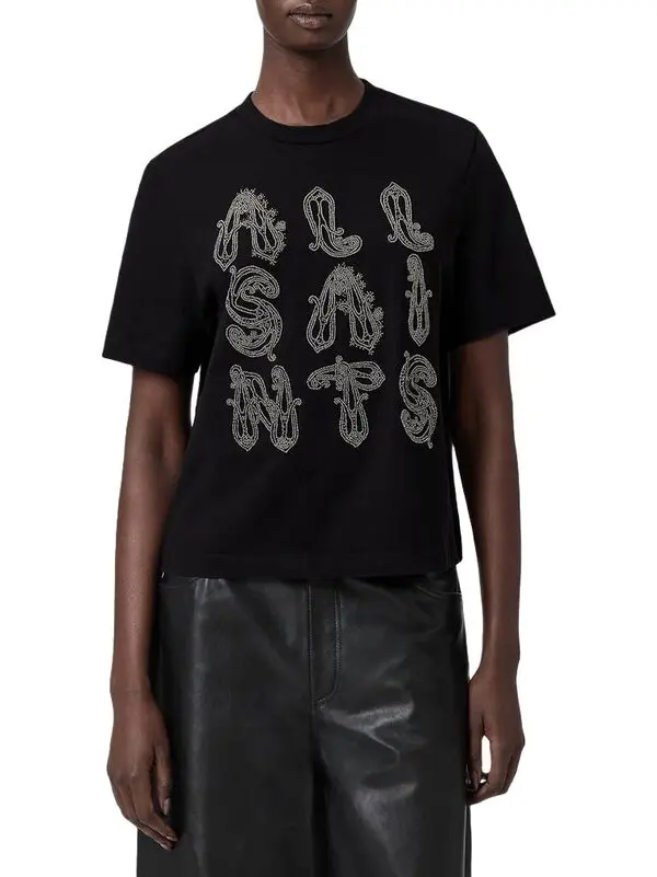 ALLSAINTS Ella Lisa Cotton Graphic T-shirt - Black