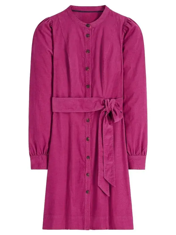 Boden Belted Corduroy Shirt Dress - Rich Magenta