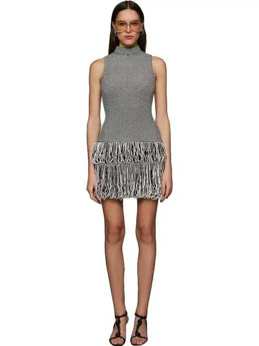 ET OCHS Pernille Knit Mini Dress - Black/ivory