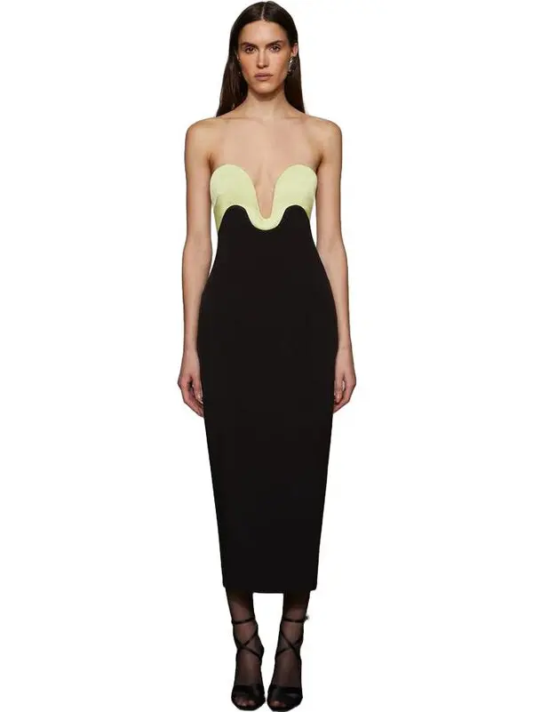 ET OCHS Bridgette Two-tone Midi Dress - Black/celery