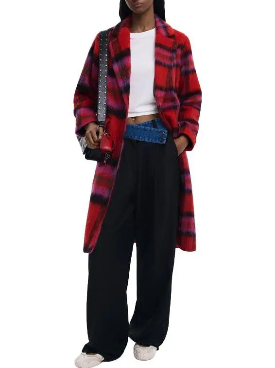Desigual Tartan Plaid Wool-blend Coat - Red