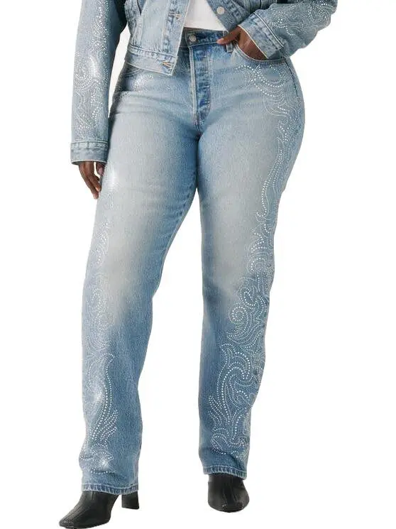 LEVI'S 501® Curve Embellished High-waist Straight-leg Jeans - Denim Venom Curve