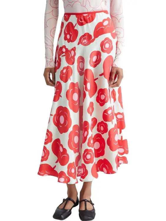 Marimekko Tassit Tumma Maxi Skirt - Light Turquoise Red Pink