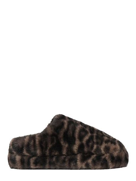 Apparis Misha Printed Faux Fur Slippers - Dark Leopard