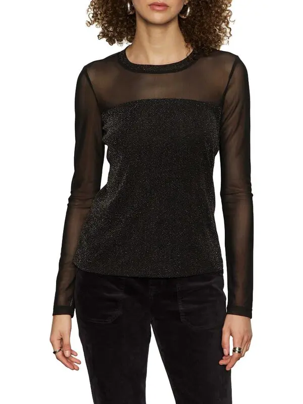 Sanctuary Sparkle Mesh Tee - Black