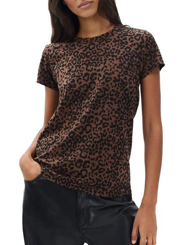 Rag & Bone Leopard Print Cotton T-shirt - Brown Multi