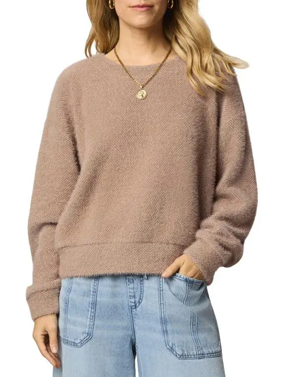 Splendid Fallon Fuzzy Crewneck Sweater - Macchiato Brown