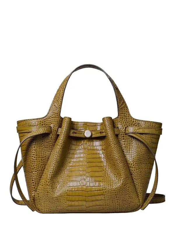 Tory Burch Small Romy Croc Embossed Leather Tote - Shroom