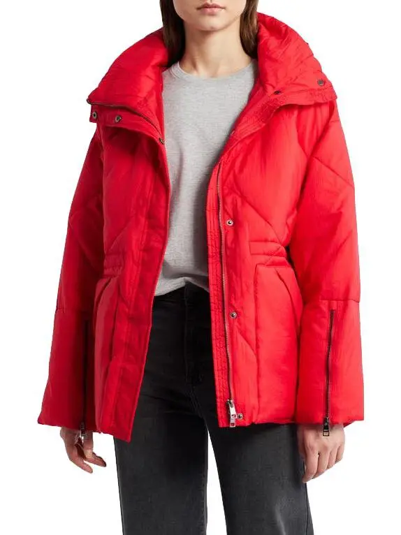 OOF WEAR Quilted Water Repellent Hooded Jacket - Red