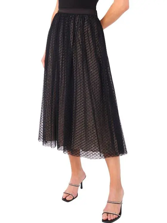 CECE DUPRAZ Swiss Dot Tulle Midi Skirt - Rich Black