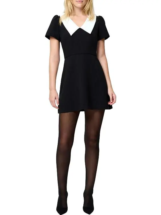 French Connection Azra Collared Minidress - Black-white
