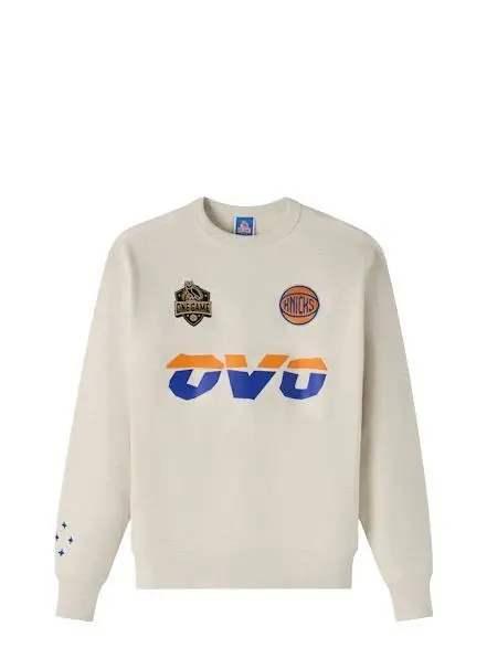 OVO Nba New York Knicks Crewneck Sweatshirt - Pearl Grey
