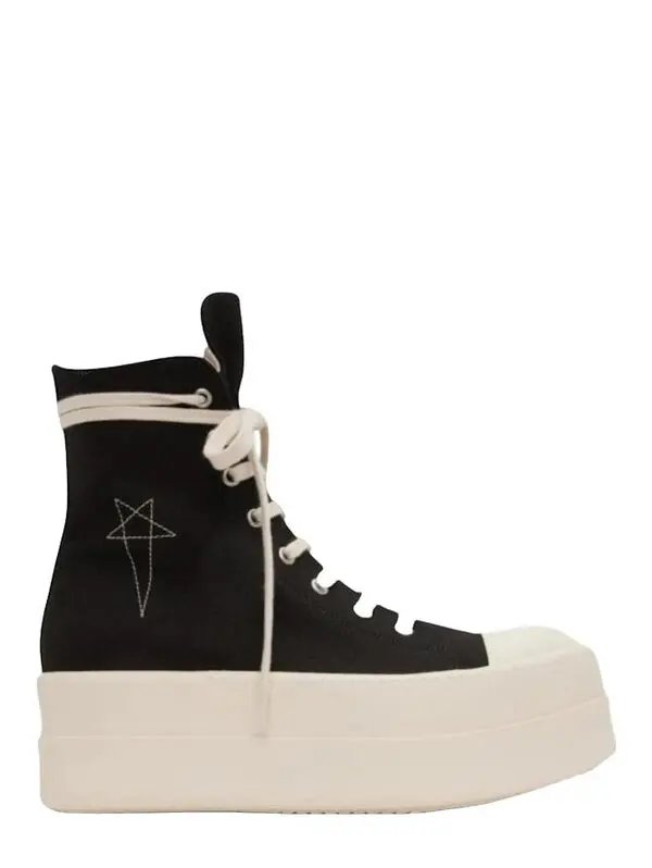 Rick Owens Hollywood Double Bumper High Top Sneakers - Black/pearl/milk