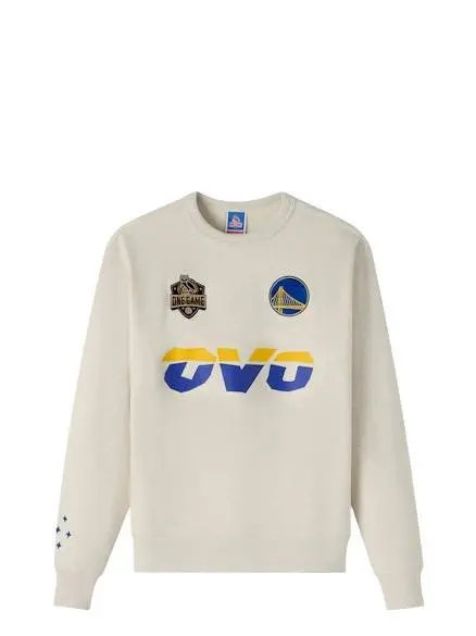 OVO Nba Golden State Warriors Crewneck Sweatshirt - Pearl Grey