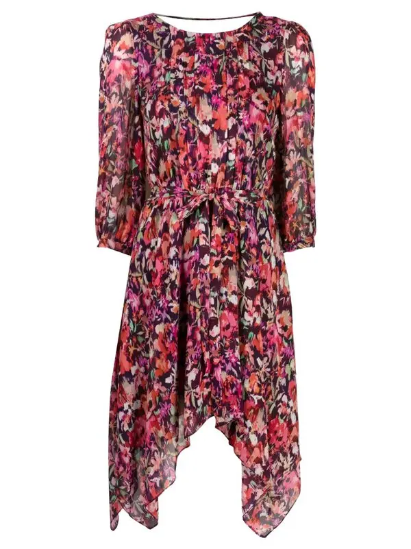 Patrizia Pepe Floral-print Belted Short Dress - Red