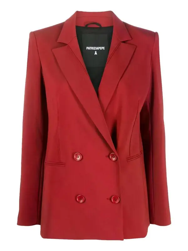 Patrizia Pepe Feather-detail Double-breasted Blazer - Red