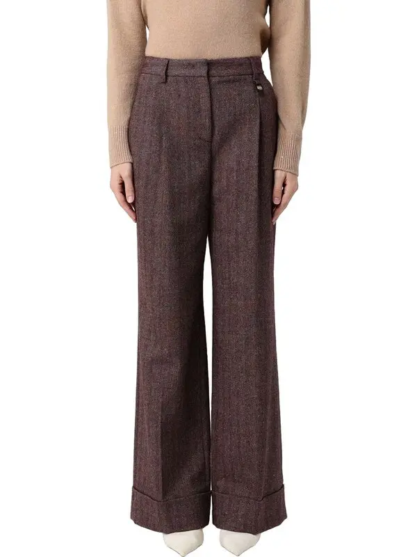 Lorena Antoniazzi Wide Leg Cuffed Pants - Burgundy