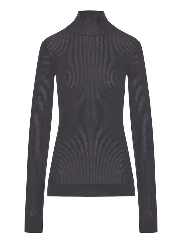 LEMAIRE Ribbed Turtleneck Sweater - Grey