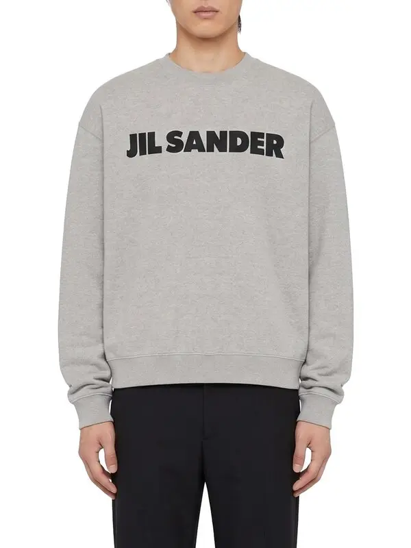 JIL SANDER Crewneck Sweatshirt With Front Logo - Grey