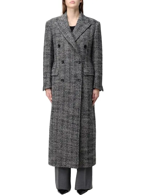 Tagliatore Long Double Breasted Coat - Grey