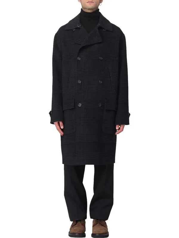 PAOLO PECORA Double-breasted Overcoat - Black
