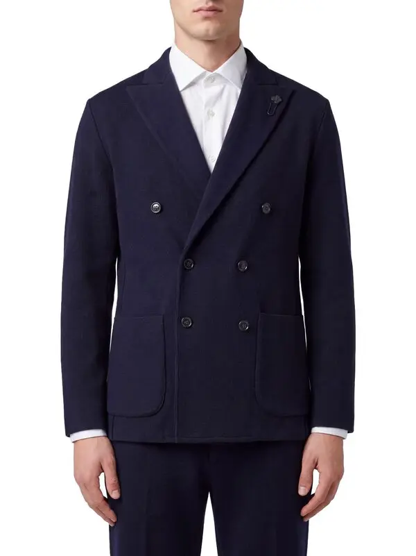 LARDINI Double Breasted Jacket - Blue