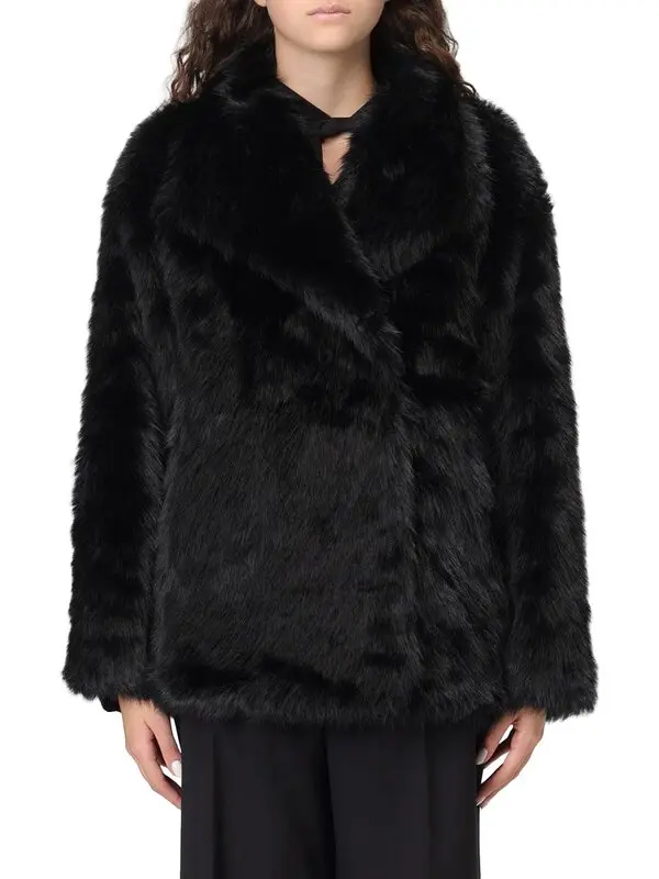 V73 Fur Coat - Black
