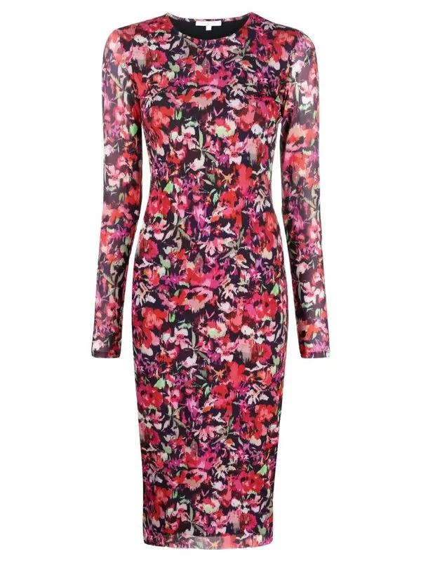 Patrizia Pepe Floral-print Tulle Midi Dress - Red